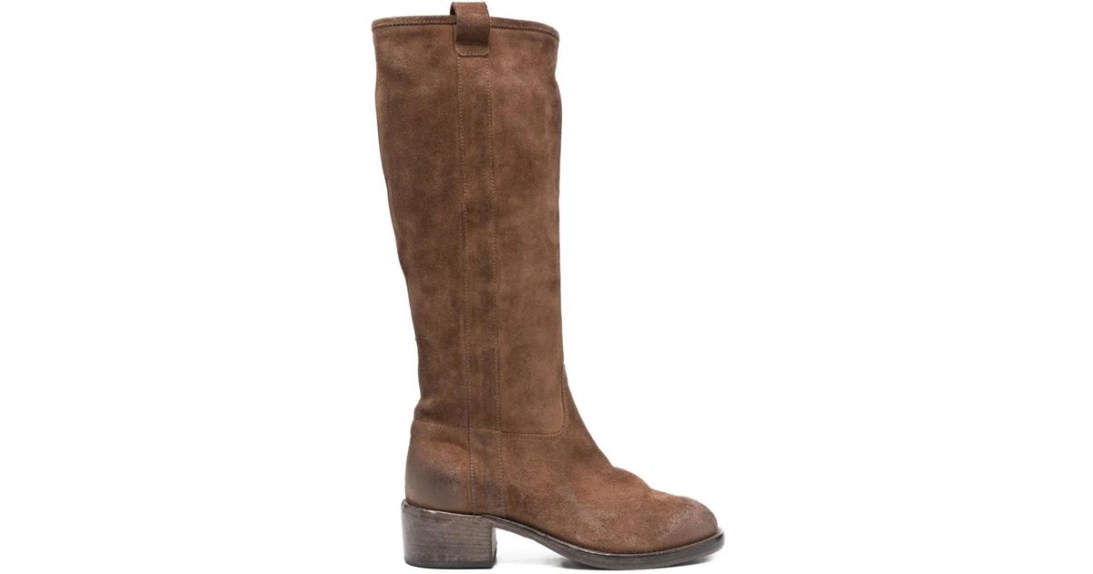 Moma Leather Knee-High Boots in Brown | Lyst