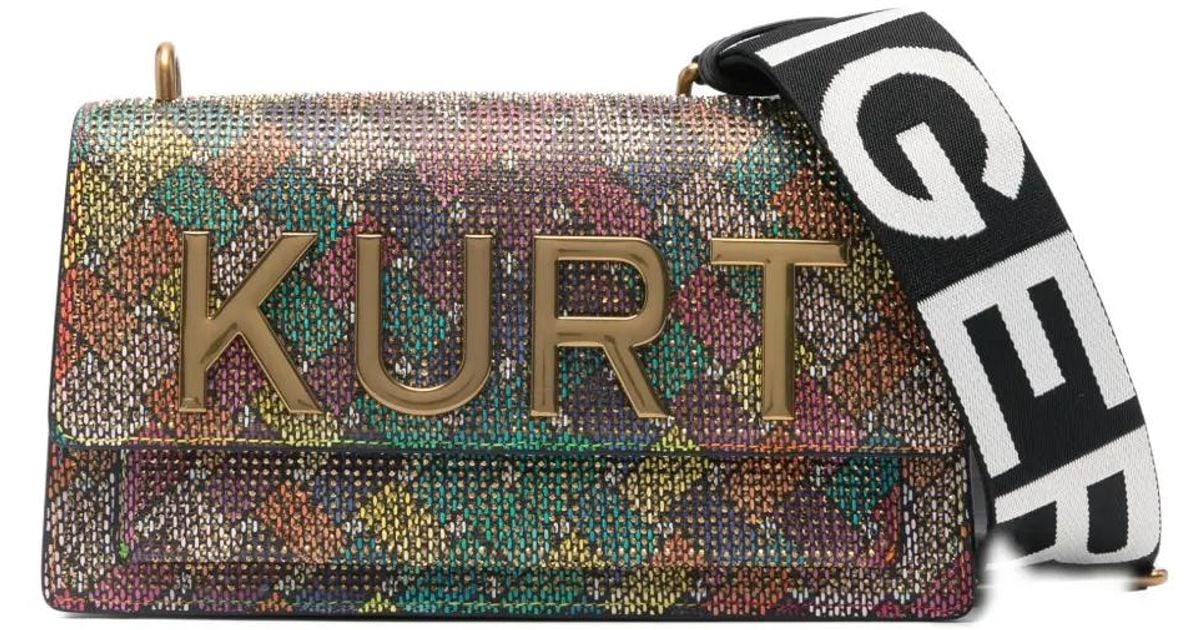 Kurt Geiger Embellished Logo Shoulder Bag in Brown | Lyst UK