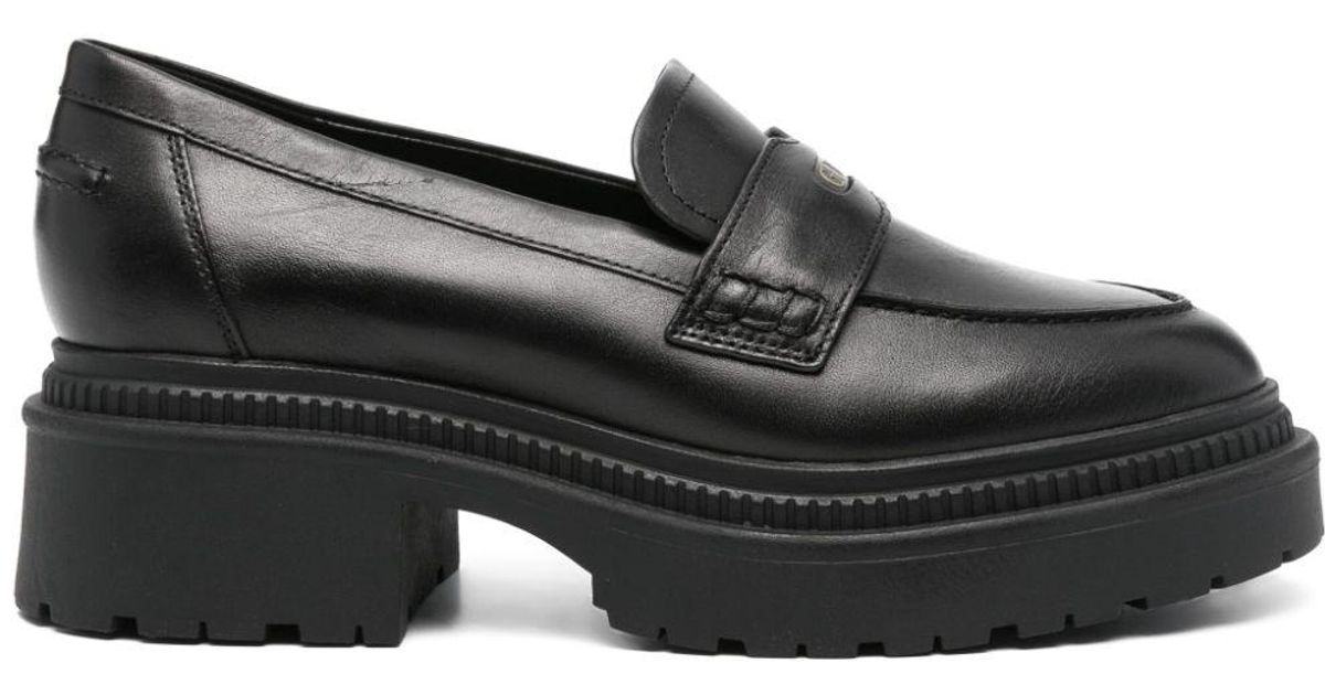 Guess Logo-Stamp Loafers in Black | Lyst