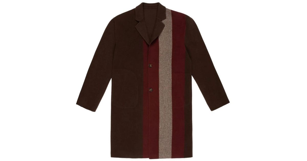 Bally Striped Wool Coat in Brown for Men | Lyst UK