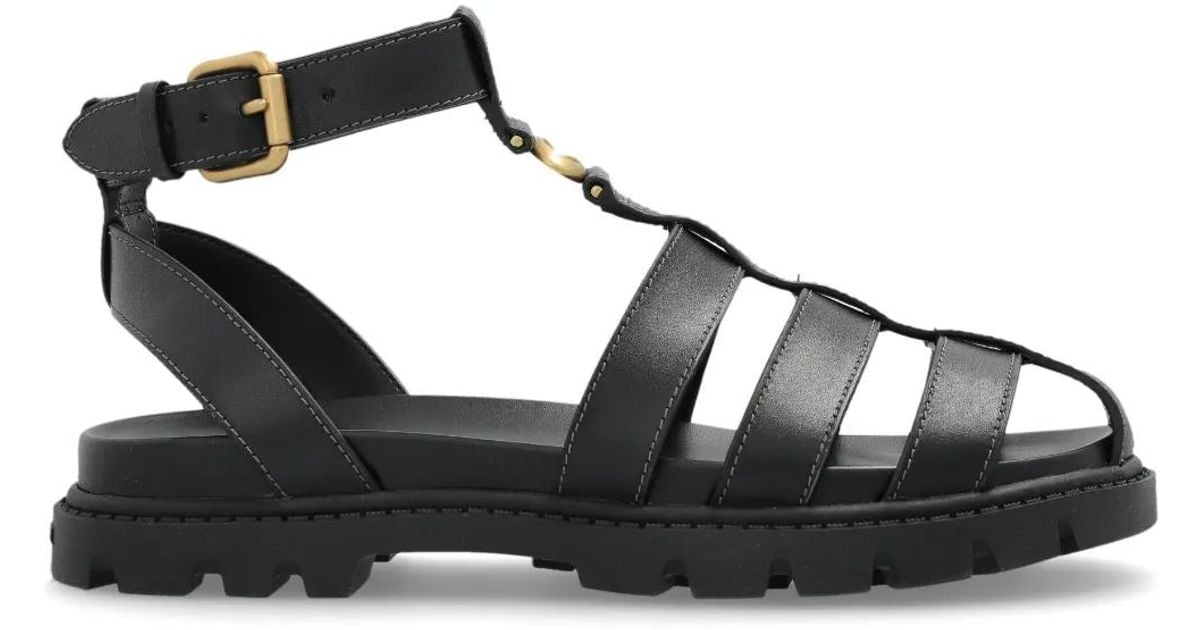 COACH Sculpted-C Fisherman Sandals in Black | Lyst