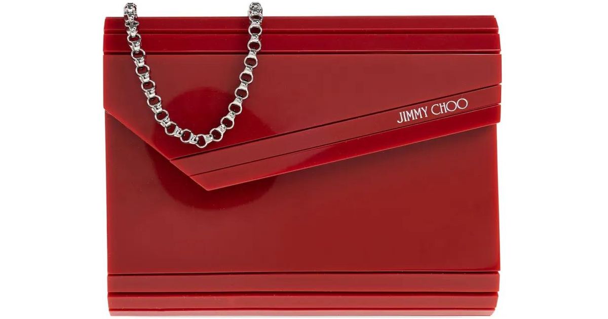 Jimmy Choo Candy Logo-Detail Clucth Bag in Red | Lyst