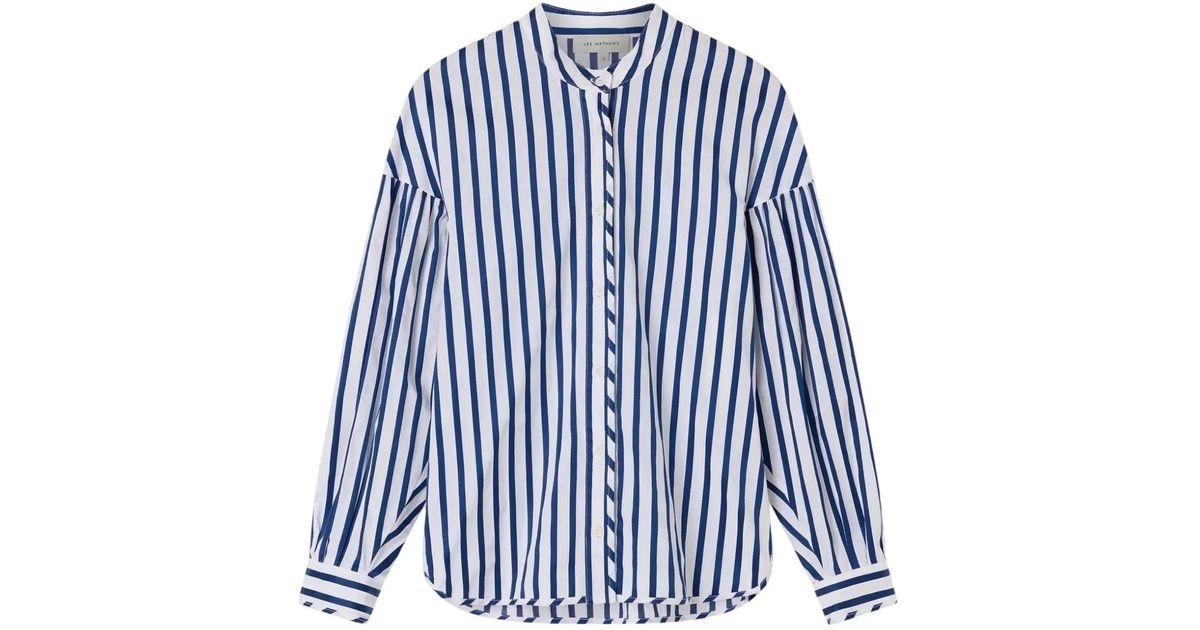 Lee Mathews Josie Striped Blouse in Blue | Lyst UK