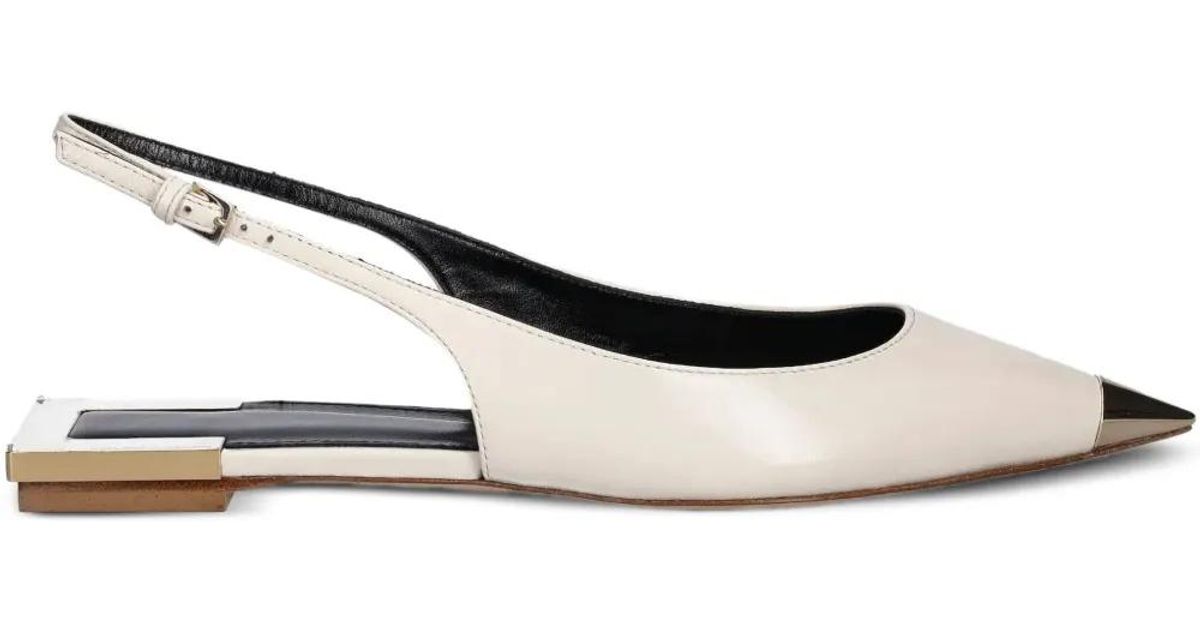 Elisabetta Franchi Pointed-Toe Slingback Ballet Flats in Natural | Lyst