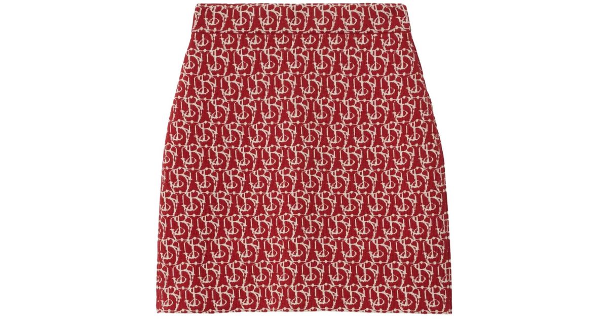 Burberry B Charm Jacquard-Pattern Skirt in Red | Lyst UK