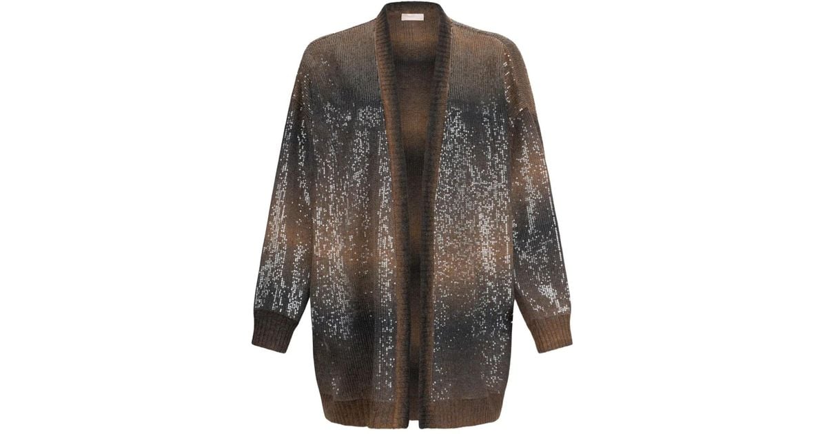 Liu Jo Oversized Gradient Cardigan With Ribbed Texture in Grey | Lyst UK