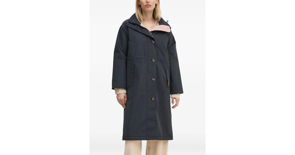 Barbour Button Hooded Coat in Blue | Lyst UK
