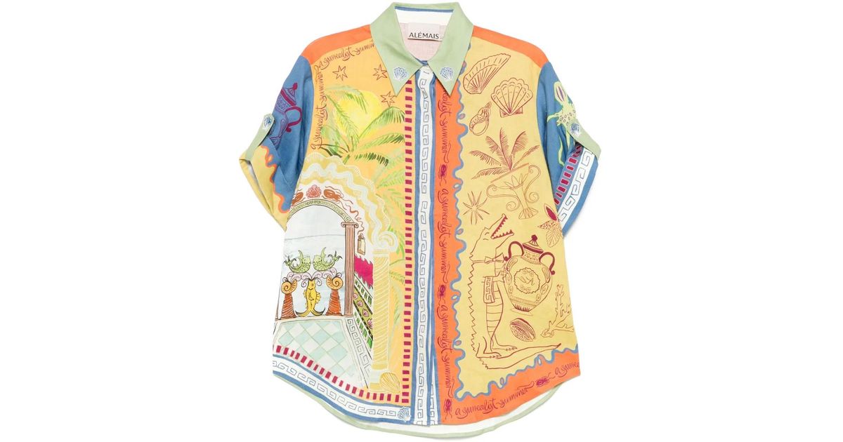 ALÉMAIS Surrealist Summer Shirt in Yellow | Lyst
