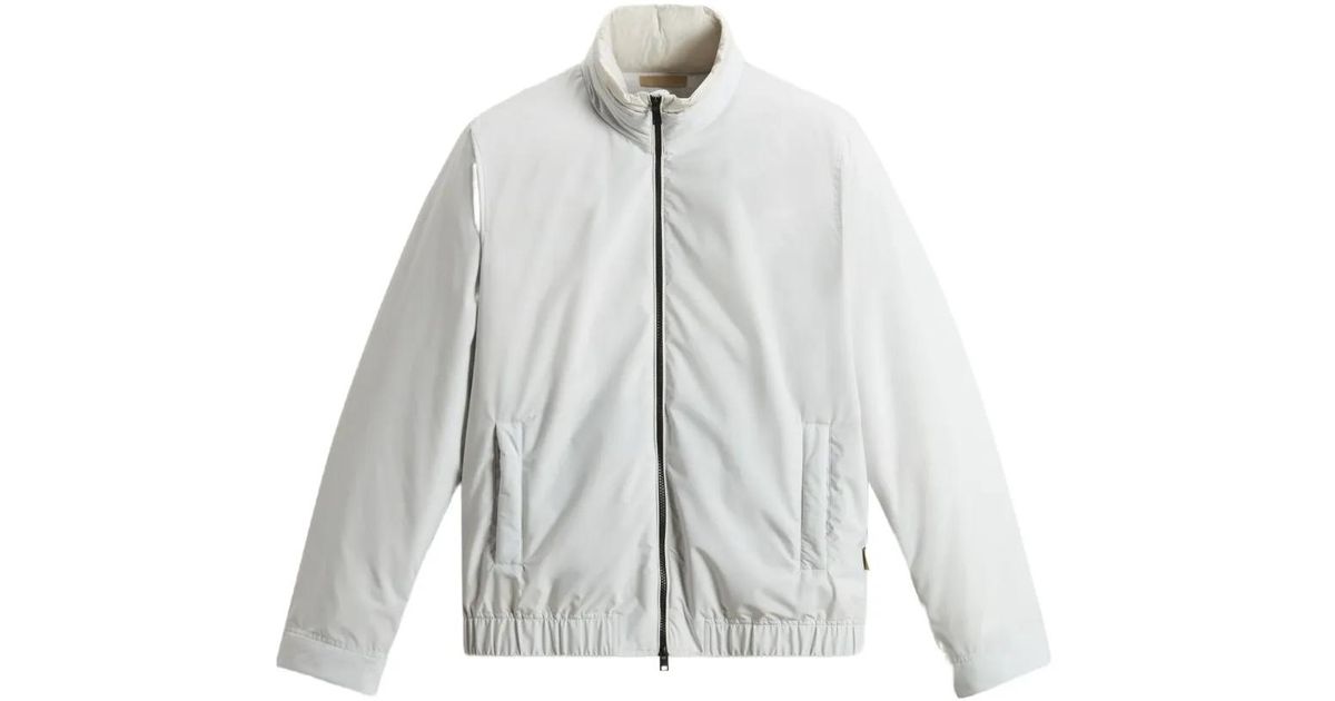 Woolrich Quilted Zip-Front Bomber Jacket in White for Men | Lyst