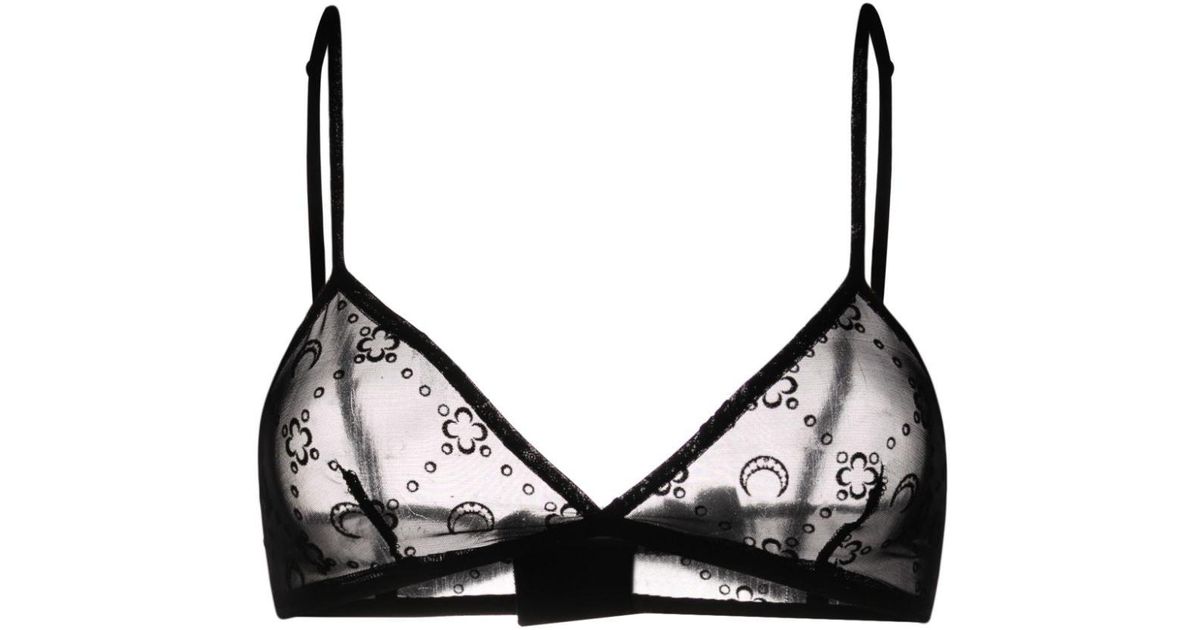 Marine Serre Moonogram Glittered Mesh Bra in Black | Lyst