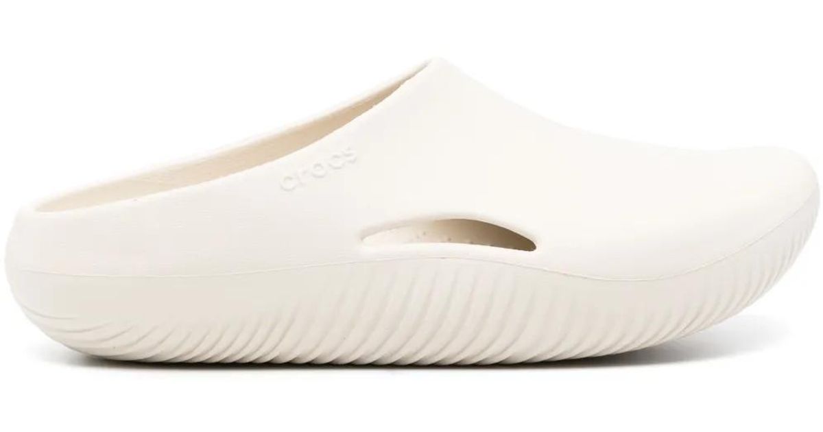 Crocs™ Logo-Embossed Round-Toe Slides in White | Lyst