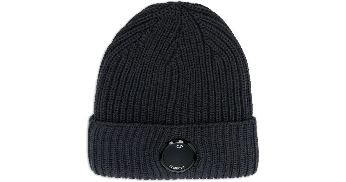 C.P. Company Ribbed Lens Beanie Hat in Blue for Men | Lyst UK