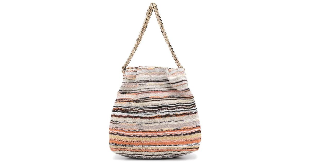 Missoni Striped Tote Bag in White | Lyst
