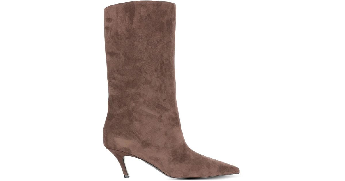 AMINA MUADDI 60Mm Fiona Tapered-Toe Slip-On Boots in Brown | Lyst UK