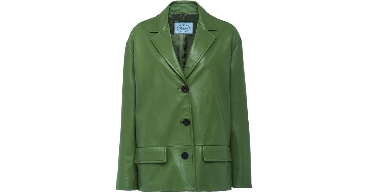 Prada Nappa Leather Jacket in Green | Lyst Australia