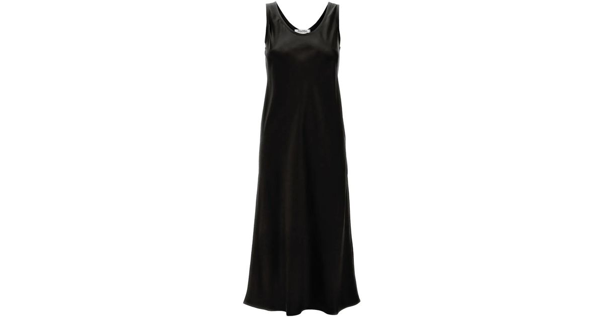 Max Mara Silk Satin Banjo Dress in Black | Lyst