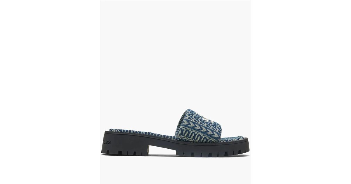 Marc Jacobs The Slide Monogram Denim Sandals in Blue | Lyst UK