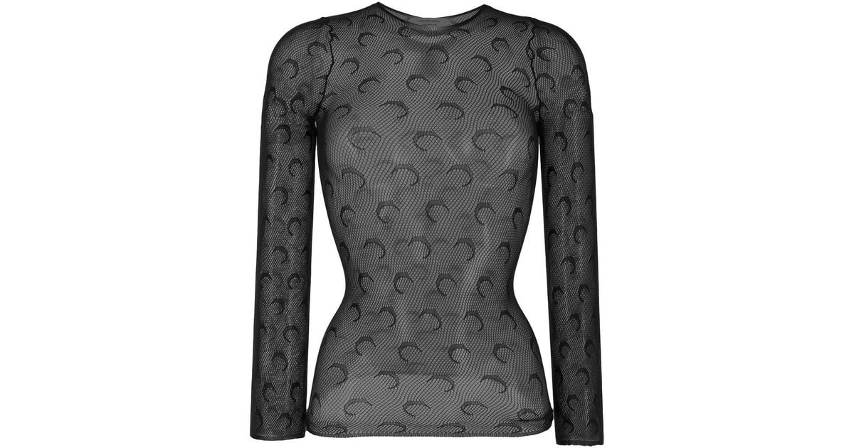 Marine Serre Moon-pring Mesh Top in Black | Lyst