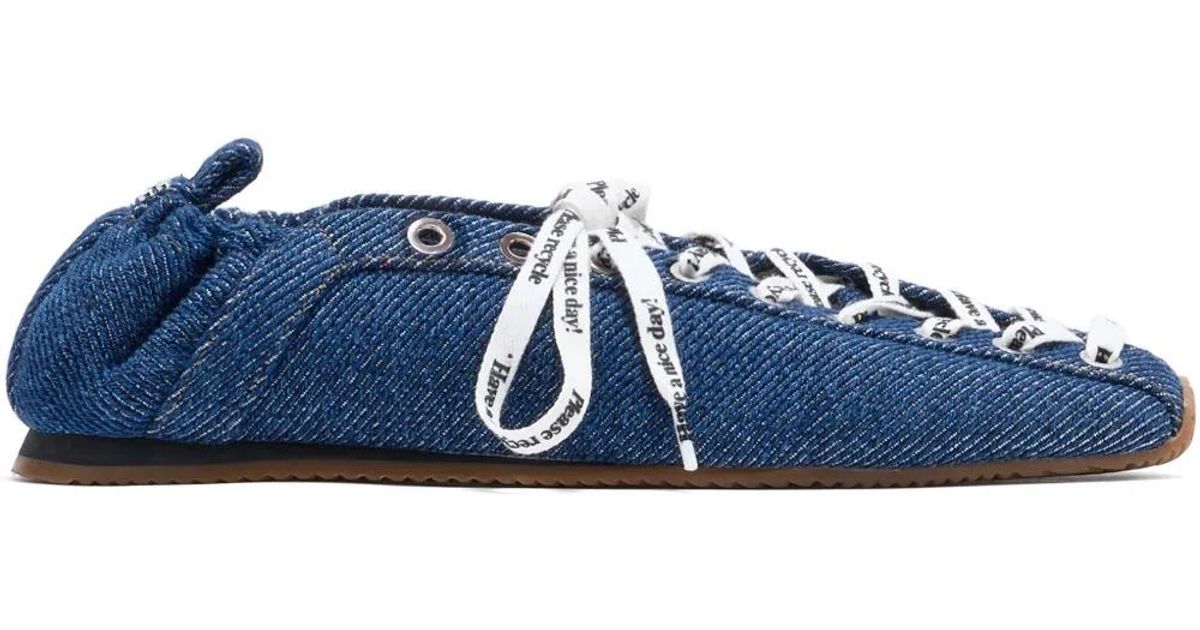 Ganni Lace-Up Ballet Flats in Blue | Lyst UK