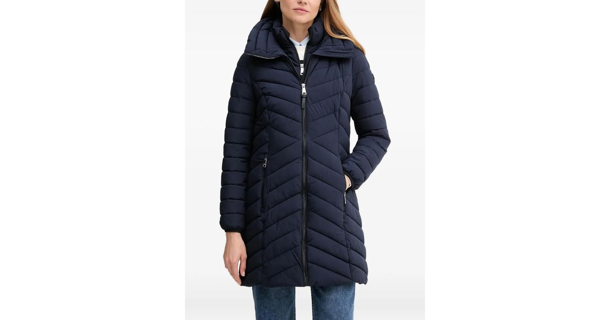 DKNY Chevron Padded Coat in Blue | Lyst