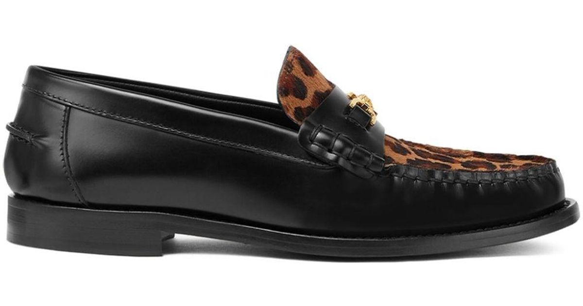 Versace Medusa '95 Leopard Loafers in Black | Lyst