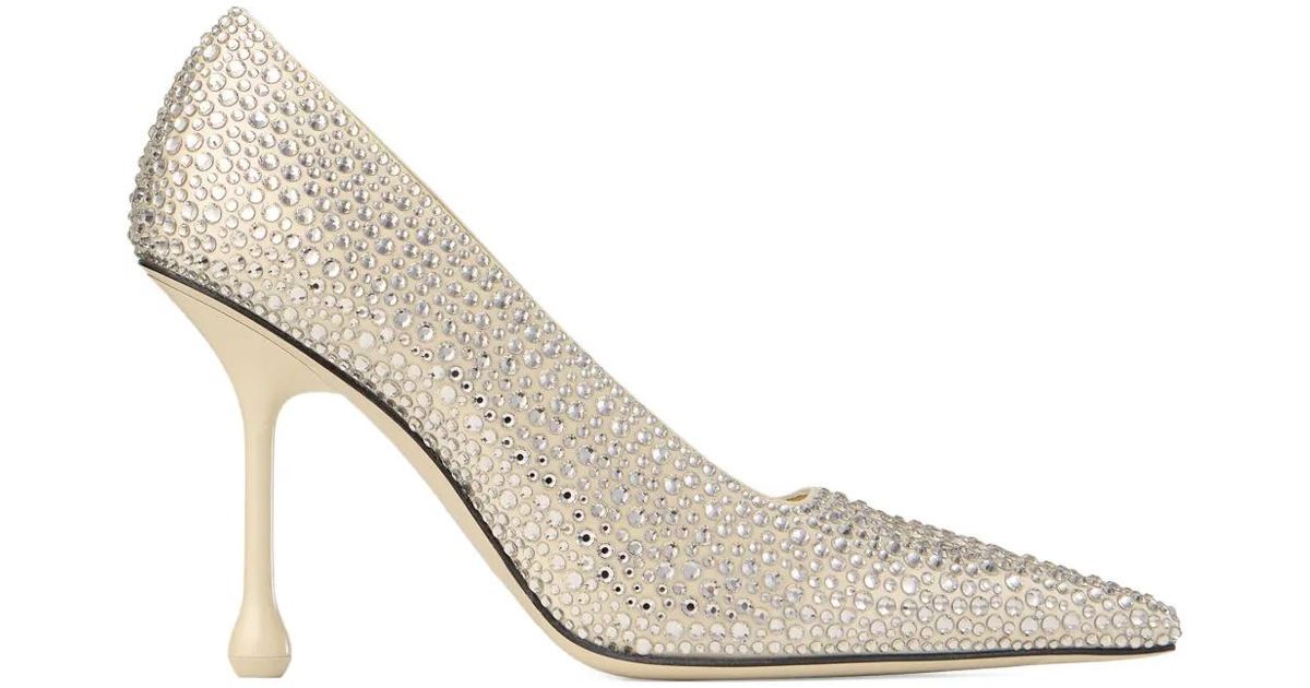 Jimmy Choo 95Mm Ixia Leather Pumps in White | Lyst