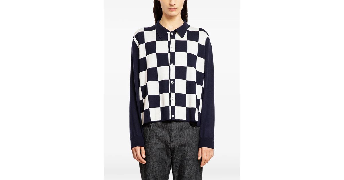 Second/Layer Checkered Cardigan in Blue for Men | Lyst