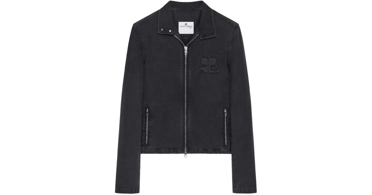 Courreges City Shadow Zip-Fastening Logo Jacket in Black for Men | Lyst