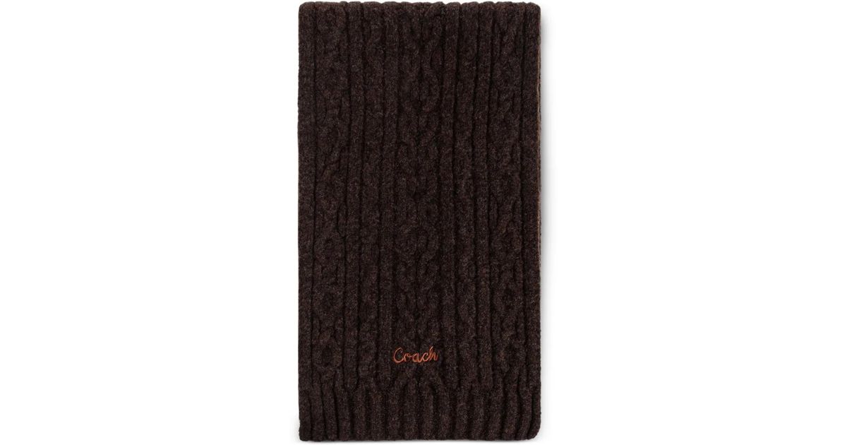 COACH Cable-Knit Logo Scarf in Black | Lyst