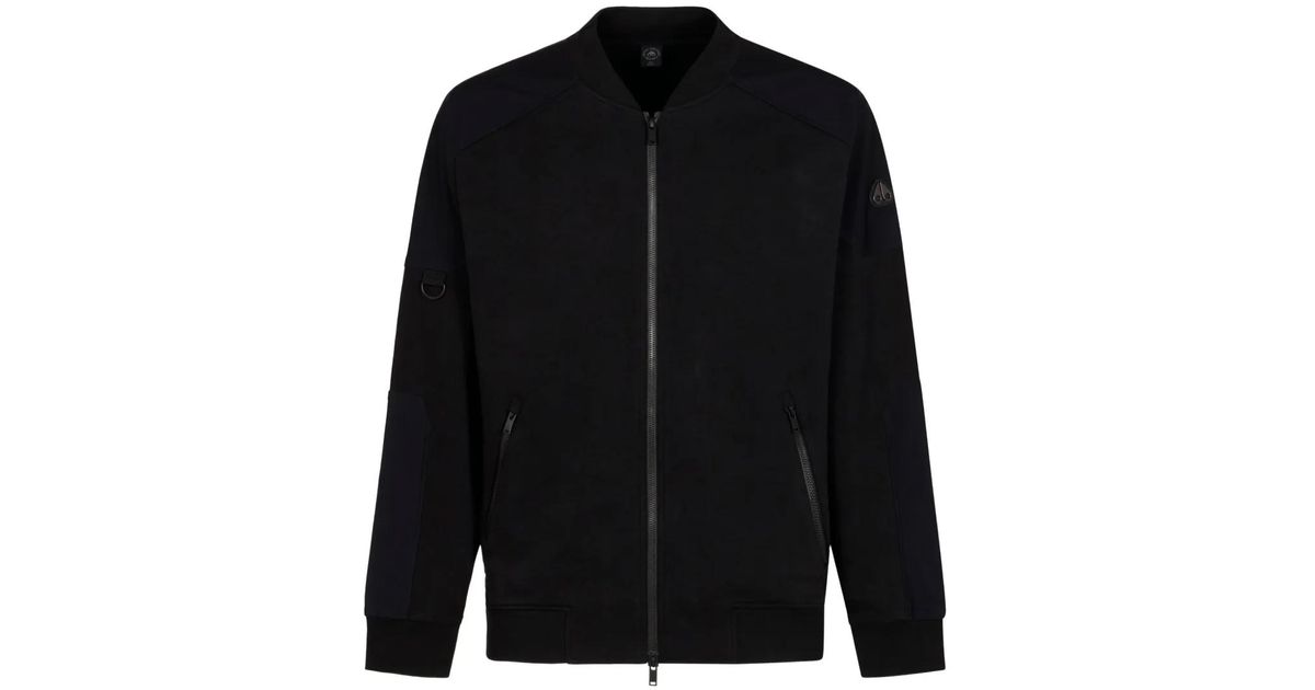 Moose Knuckles Dalon Logo-Patch Bomber Jacket in Black for Men | Lyst UK