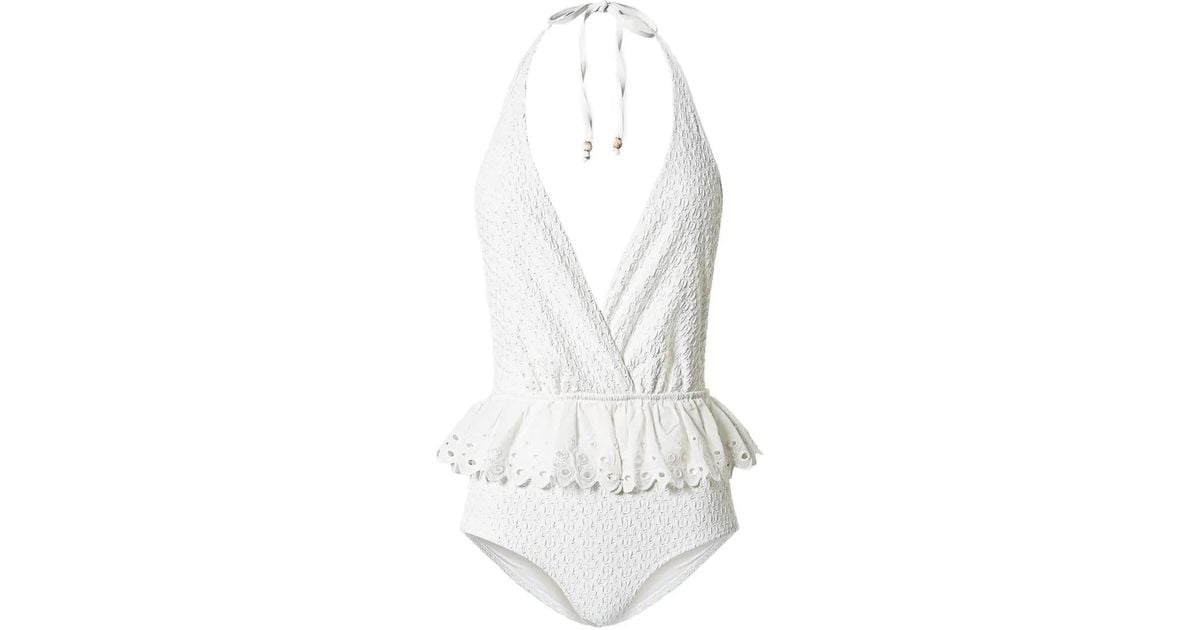 Twinset Broderie Anglaise Swimsuit in White | Lyst