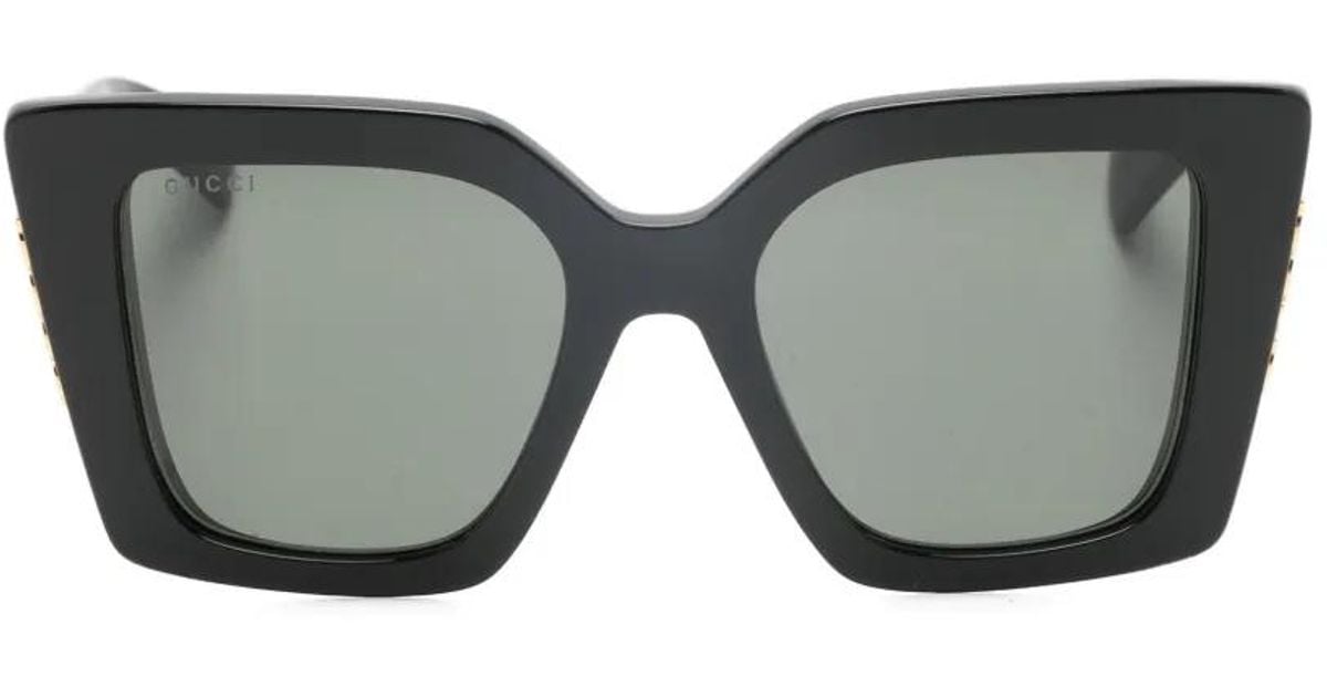 Gucci Square-Frame Logo-Detail Sunglasses in Grey | Lyst UK