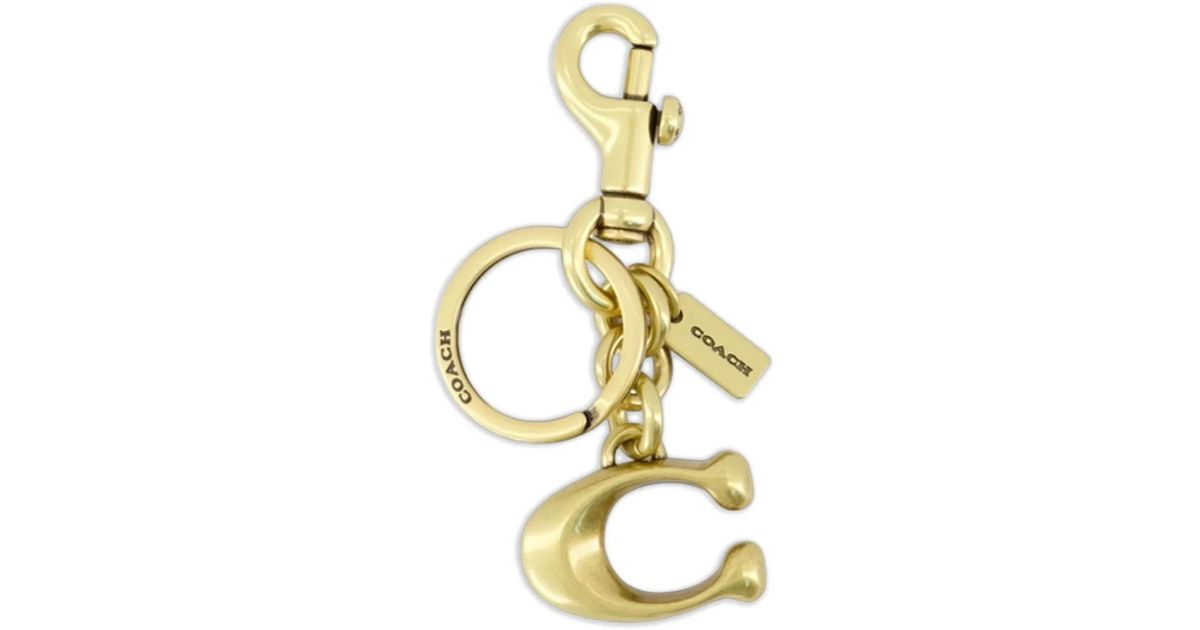 COACH Solid C Logo-Plaque Keyring in Metallic | Lyst