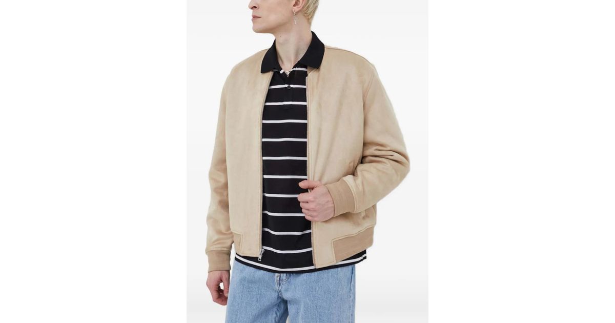 Abercrombie & Fitch Zip-Fastening Bomber Jacket in Natural for Men ...