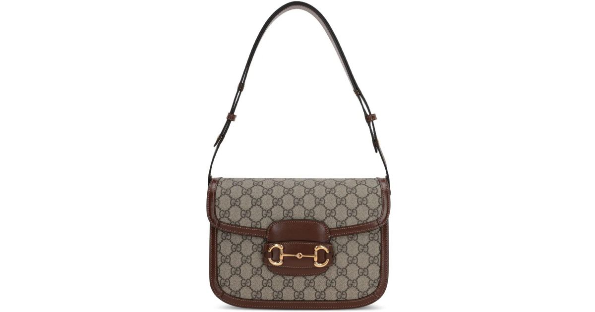 Gucci Gg Supreme Horsebit 1955 Shoulder Bag in Gray | Lyst