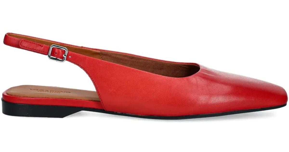 Vagabond Shoemakers Delia Slingback Square-Toe Ballet Flats in Red | Lyst
