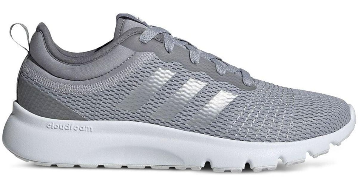 adidas Lace-Up Cloudfoam Rubber-Outsole Sneakers in Gray | Lyst