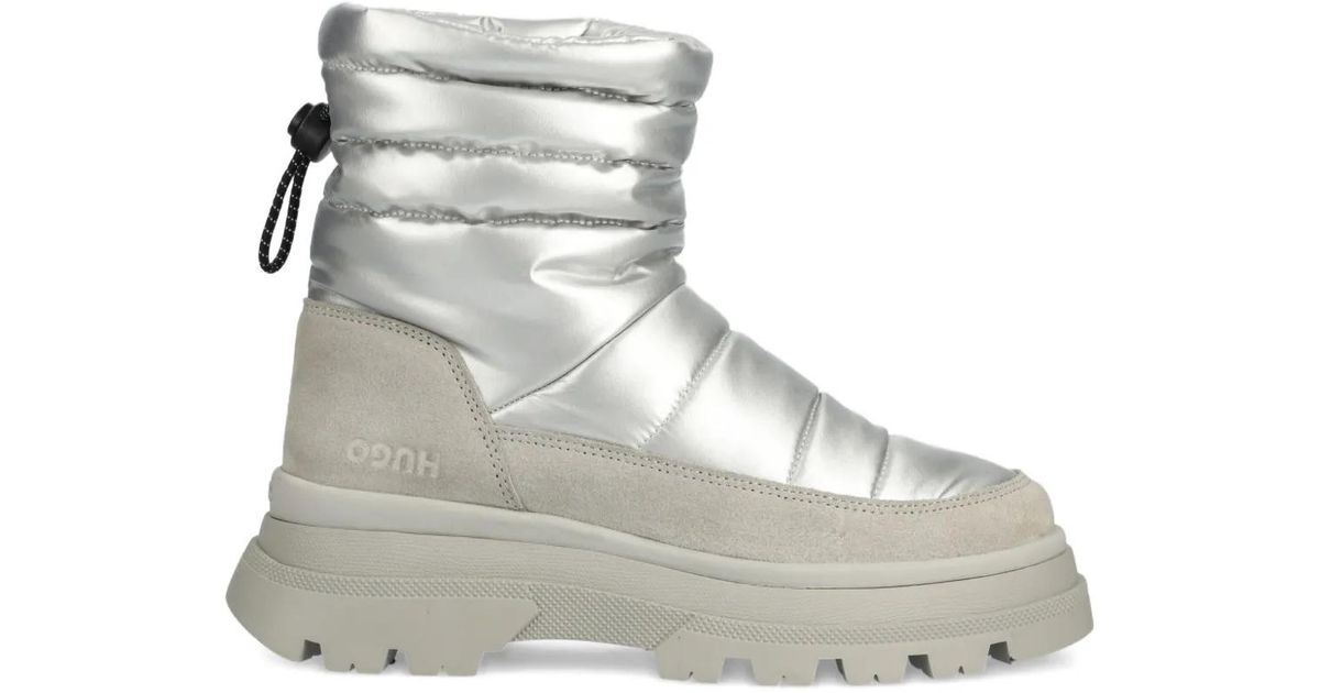 BOSS Quilted Padded Ankle Boots in Metallic | Lyst