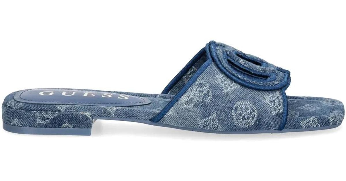 Guess Tarisha 4G Slides in Blue | Lyst