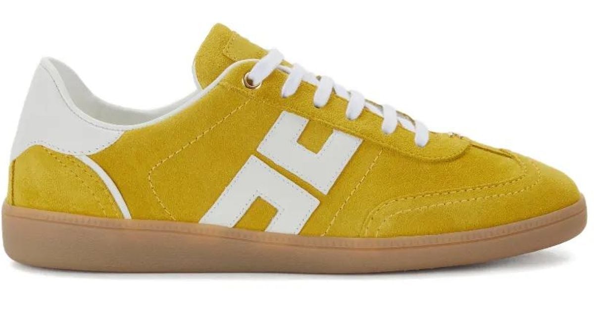 Elisabetta Franchi Logo-Detail Leather Sneakers in Yellow | Lyst UK