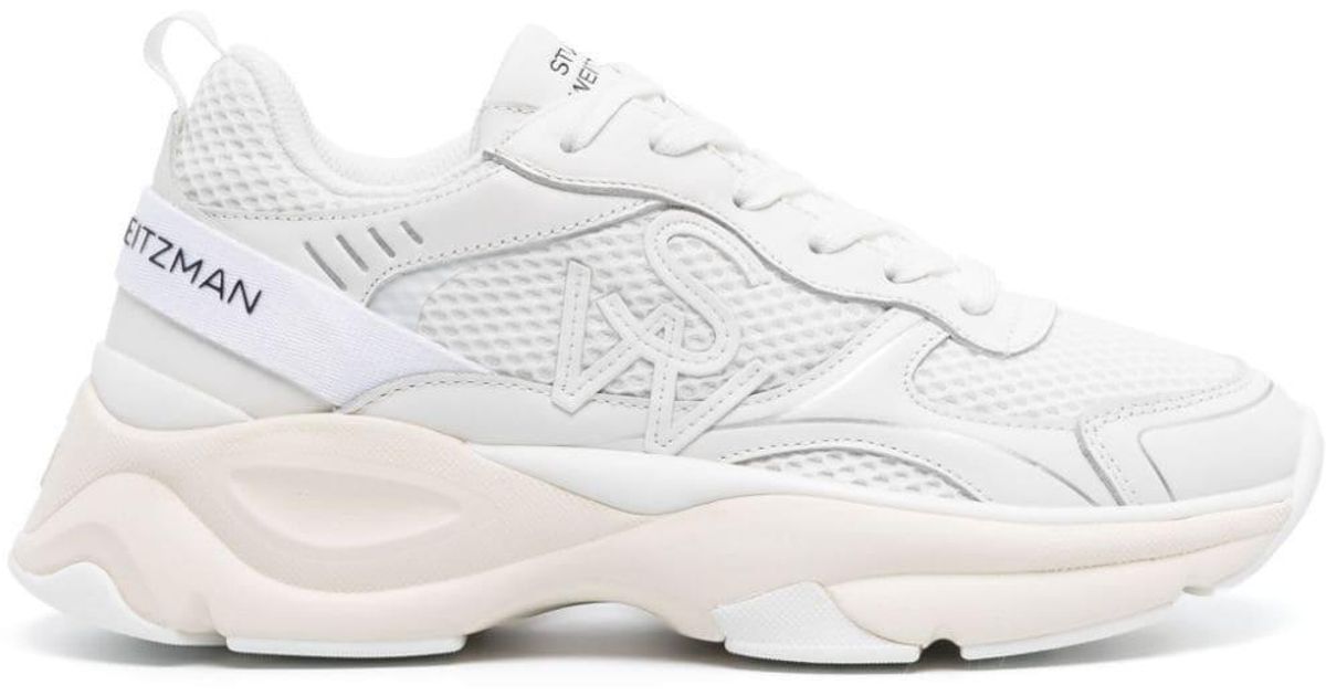 Stuart Weitzman Logo-patch Low-top Sneakers in White | Lyst