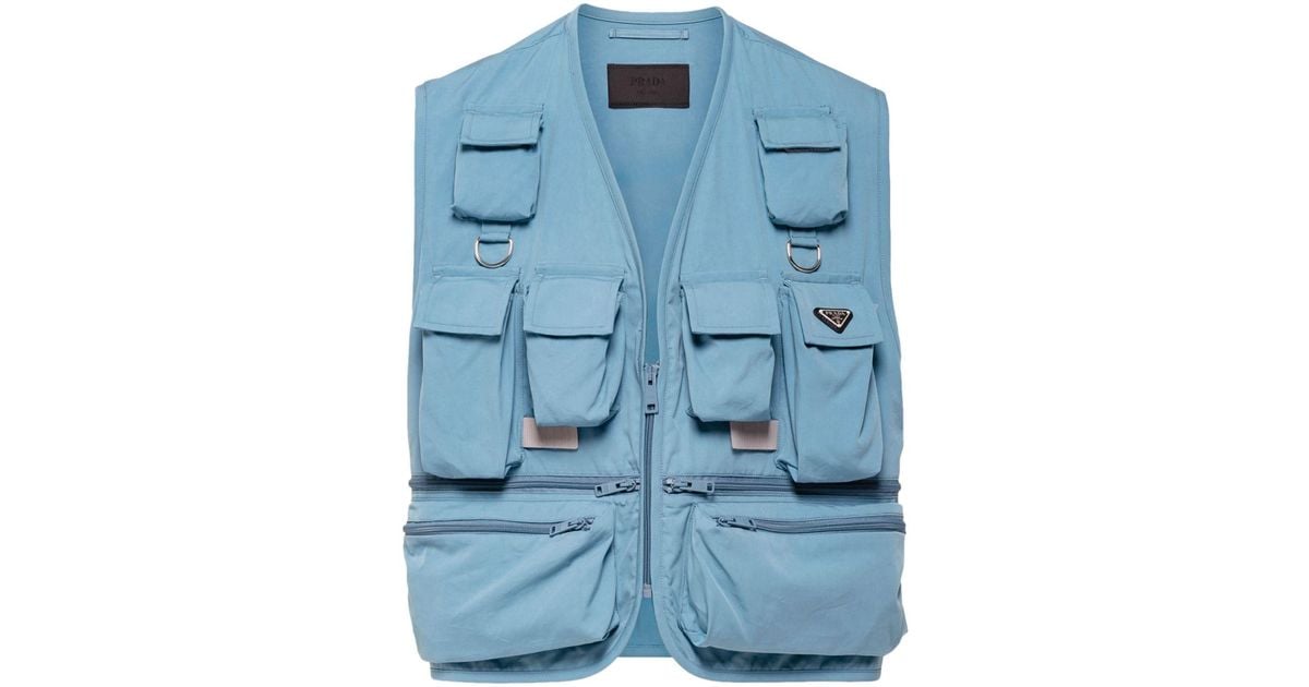 Prada Multi-Pocket Cotton-Blend Vest in Blue for Men | Lyst