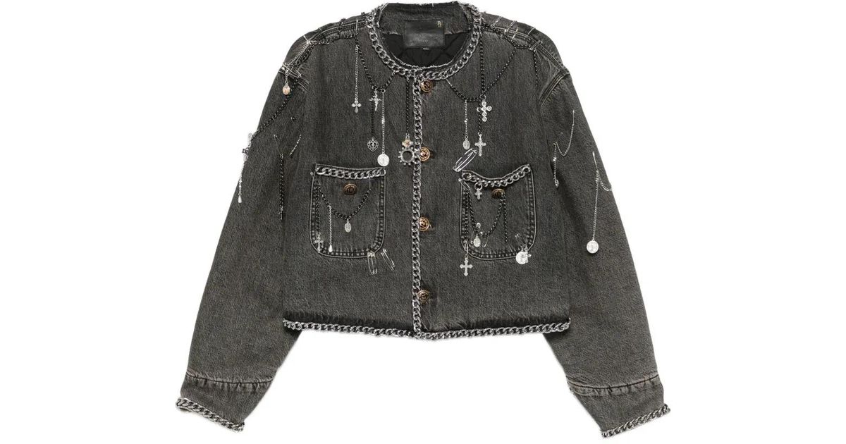 R13 Appliqué-Embellished Jacket in Black | Lyst UK