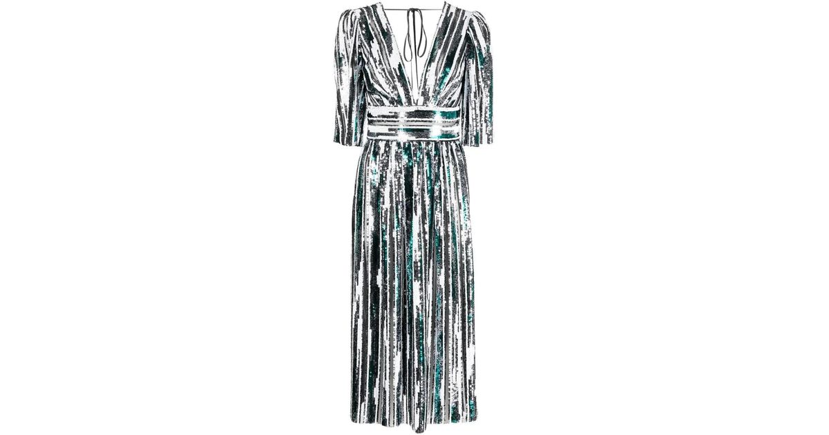 V:PM ATELIER Sheer Panelling Sequin Dress in White | Lyst UK