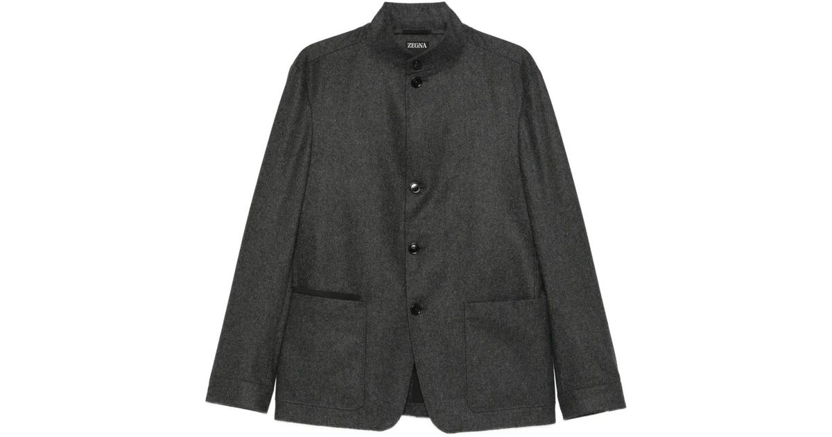 ZEGNA Button Pockets Jacket in Black for Men | Lyst UK