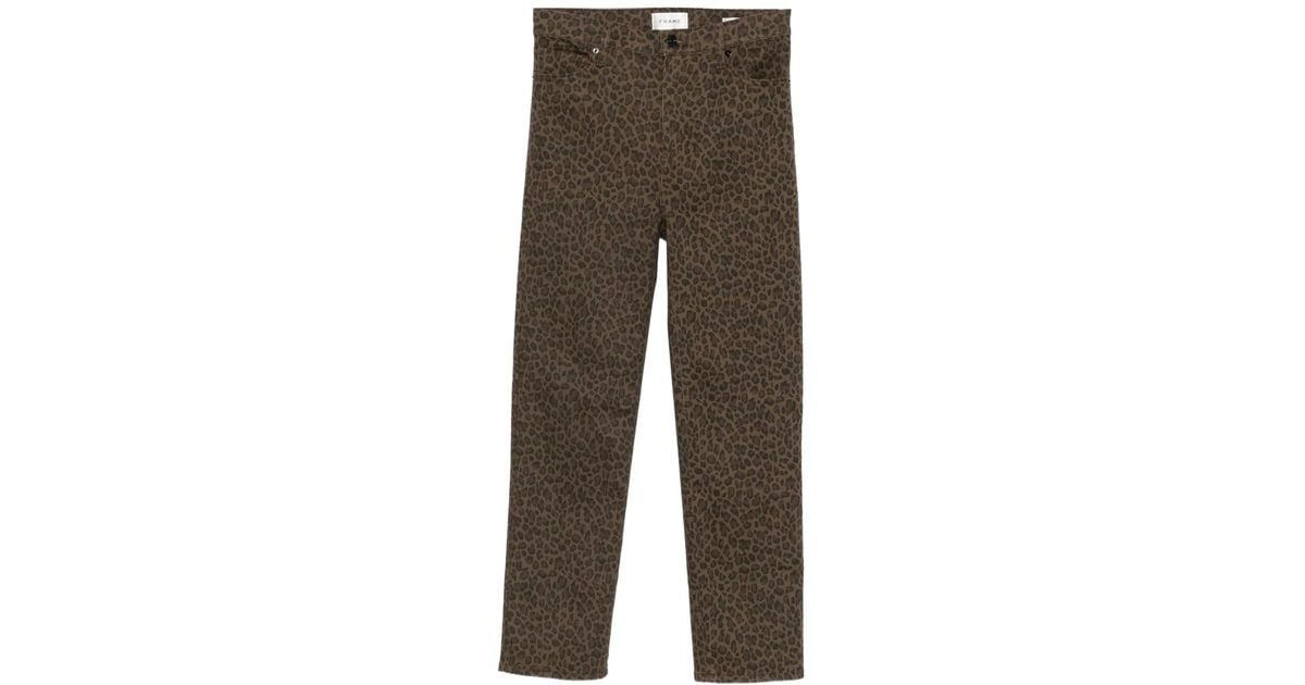 FRAME Leopard-Print Jeans in Grey | Lyst UK