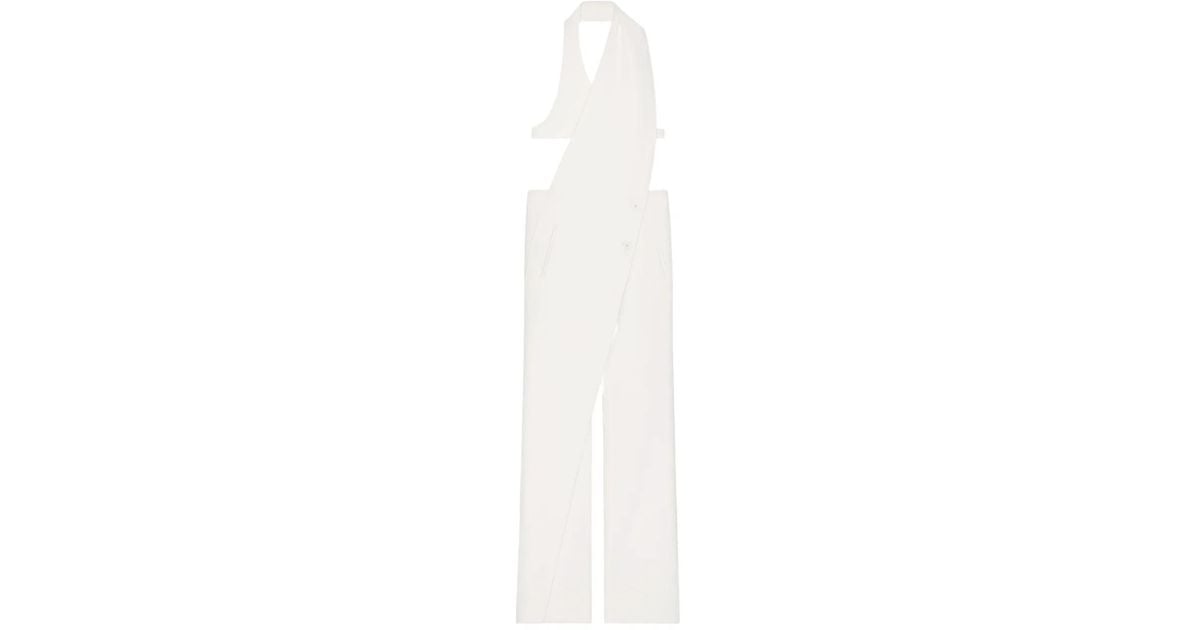 Courreges Halter-Neck Over-Lapped Jumpsuit in White | Lyst UK