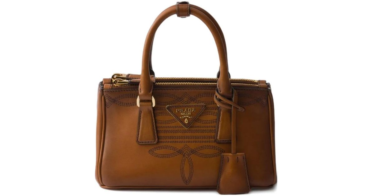 Prada Mini Galleria Leather Tote Bag in Brown | Lyst UK
