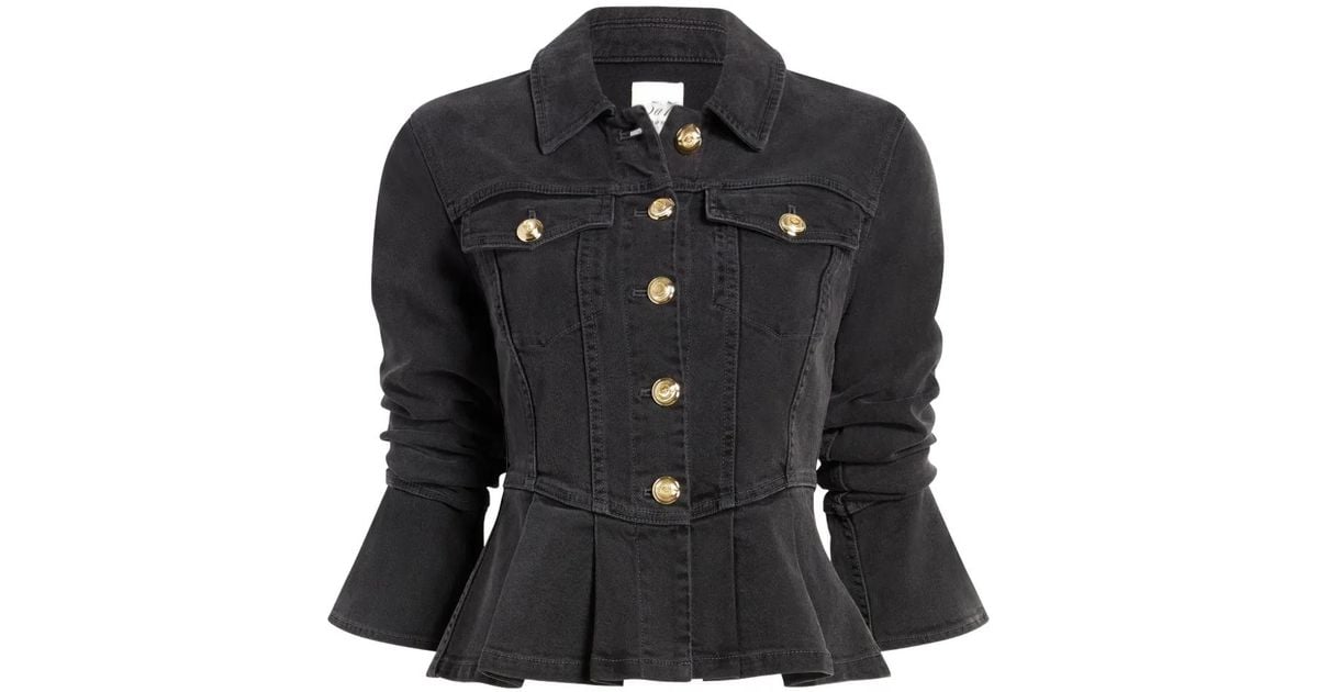 Cinq À Sept Dahlia Denim Scrunched Jacket in Black | Lyst UK