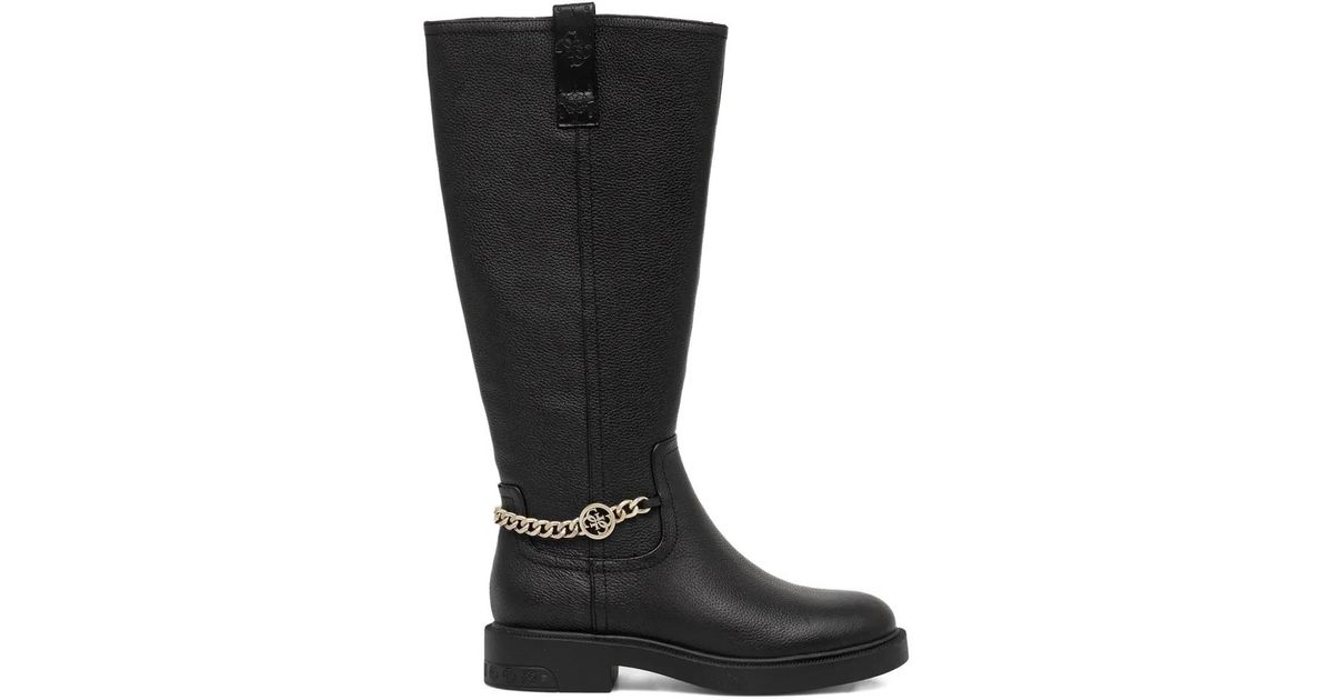 Guess 35Mm Fyonal Chain-Detail Boots in Black | Lyst